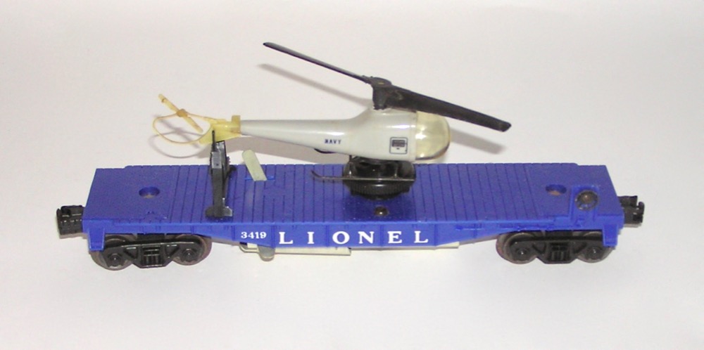 Lionel Postwar O Gauge No. 3419 NAVY Operating Helicopter Car w/BOX