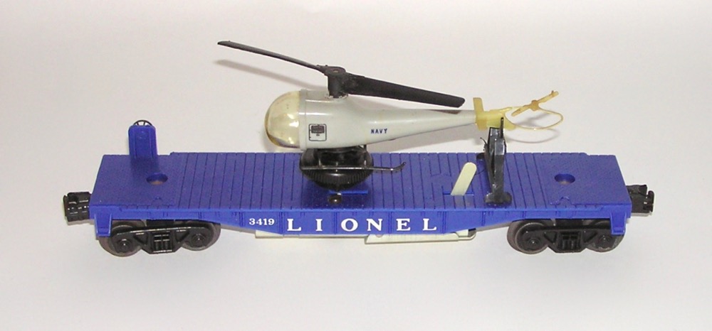 Lionel Postwar O Gauge No. 3419 NAVY Operating Helicopter Car w/BOX