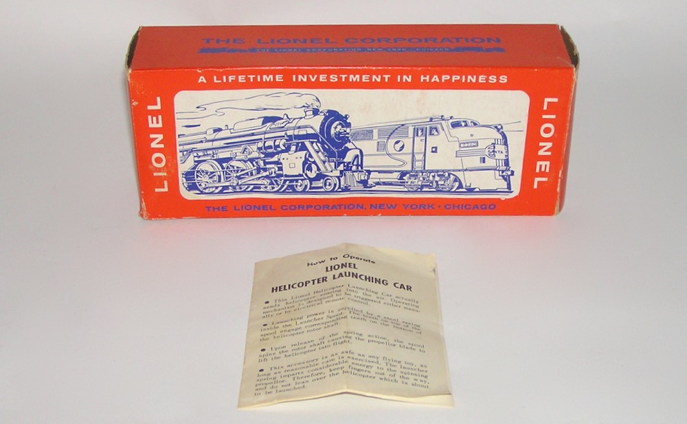 Lionel Postwar O Gauge No. 3419 NAVY Operating Helicopter Car w/BOX