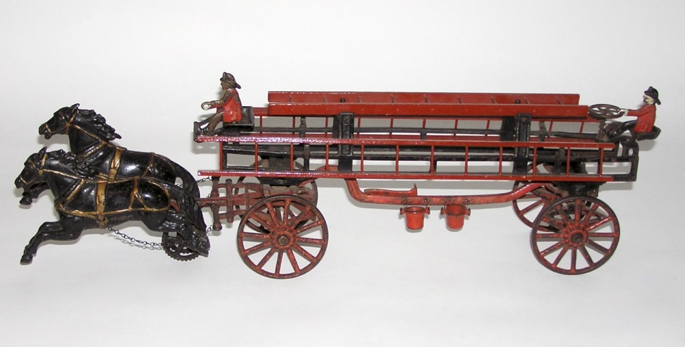 Nice! Carpenter Cast Iron Horse Drawn Fire Ladder Wagon
