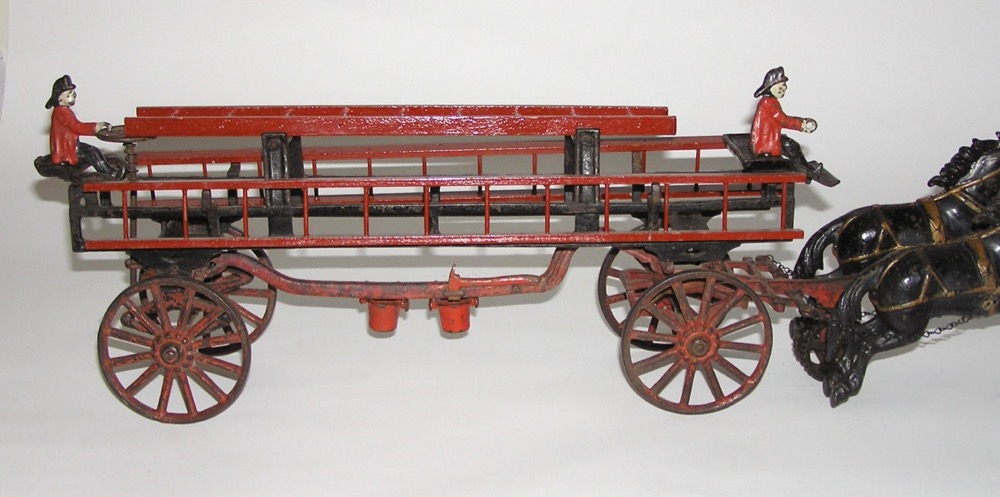 Nice! Carpenter Cast Iron Horse Drawn Fire Ladder Wagon
